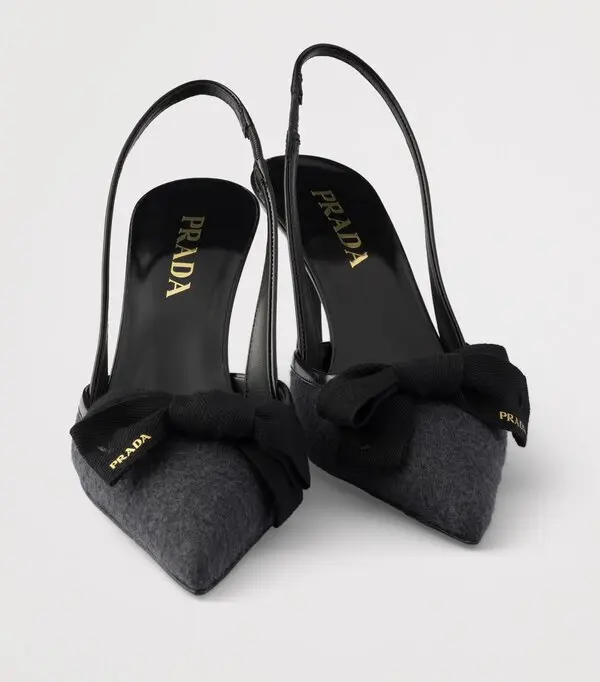 Prada Cashmere Bow-detail Slingback Pumps 75