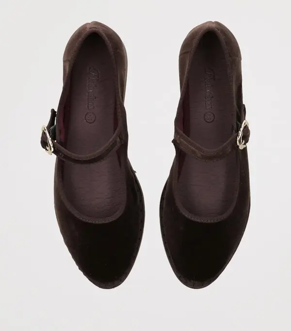 FLABELUS Velvet Double Mary Jane Flats