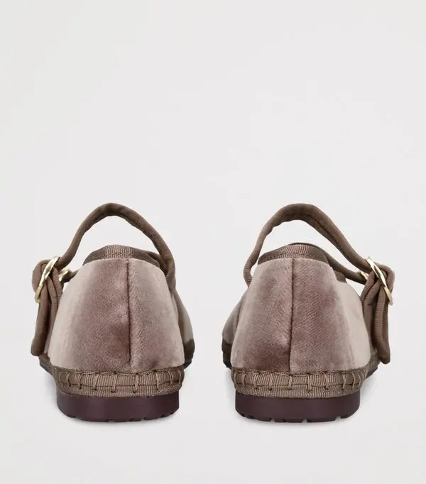 FLABELUS Velvet Claire Mary Jane Flats - Brown