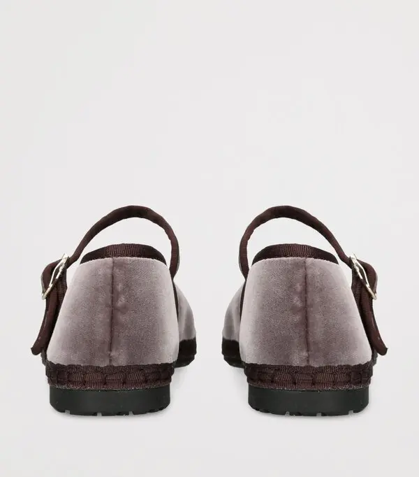 FLABELUS Velvet Pierre Mary Jane Flats - Brown