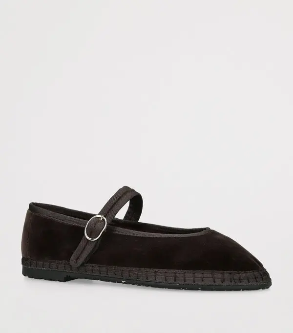 FLABELUS Velvet Pierre Mary Jane Flats