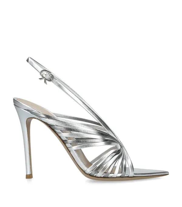GIANVITO ROSSI Leather Muse Sandals 105 - Silver