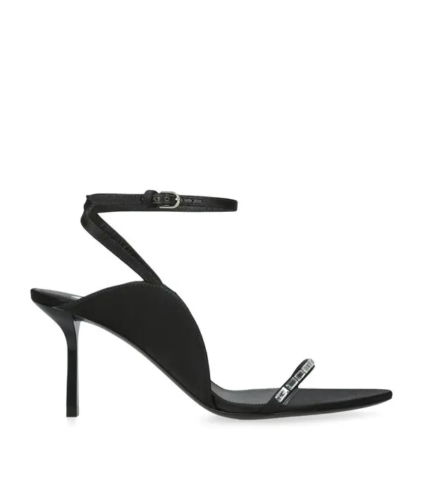Victoria Beckham Leather Embellished Eliza Heeled Sandals 75 - Black