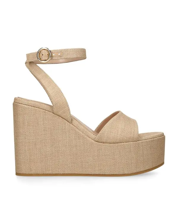 GIANVITO ROSSI Raffia Virginie Wedge Sandals 60 - Ivory