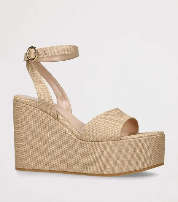 GIANVITO ROSSI Raffia Virginie Wedge Sandals 60