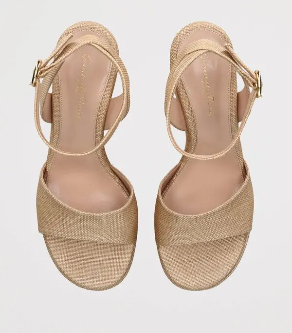 GIANVITO ROSSI Raffia Virginie Wedge Sandals 60
