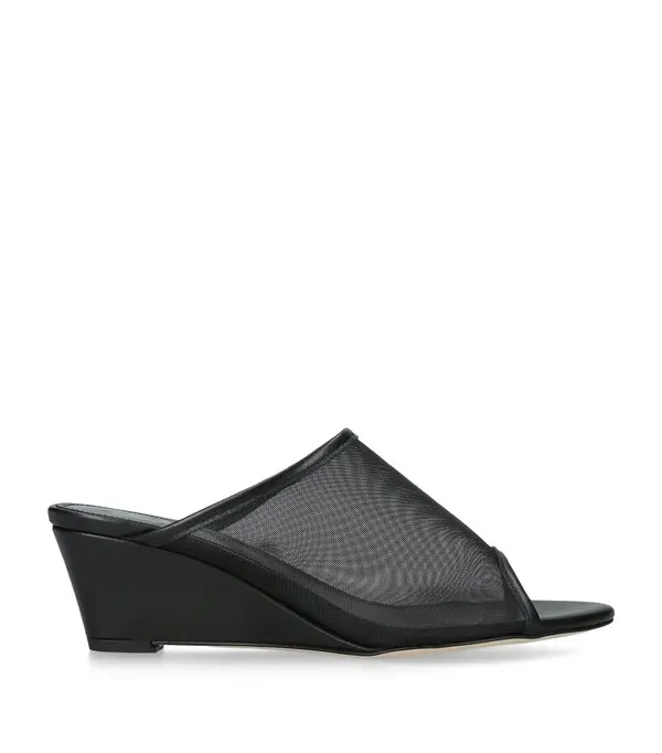 AeydĒ Leather-mesh Suzanne Wedge Sandals 55 - Black
