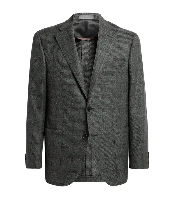 Corneliani Virgin Wool-silk-cashmere Check Blazer