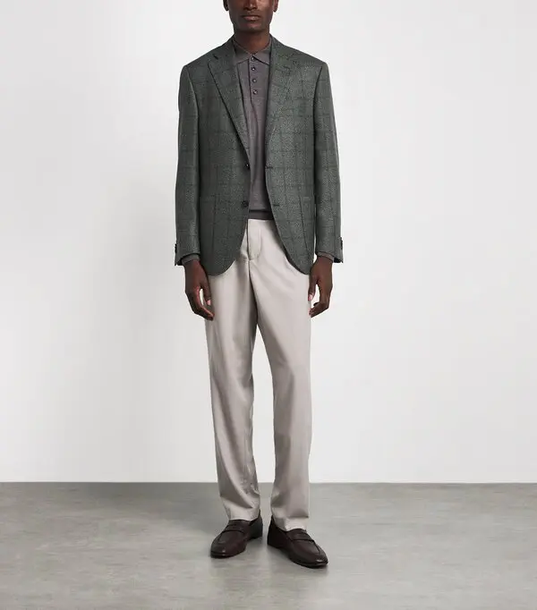 Corneliani Virgin Wool-silk-cashmere Check Blazer