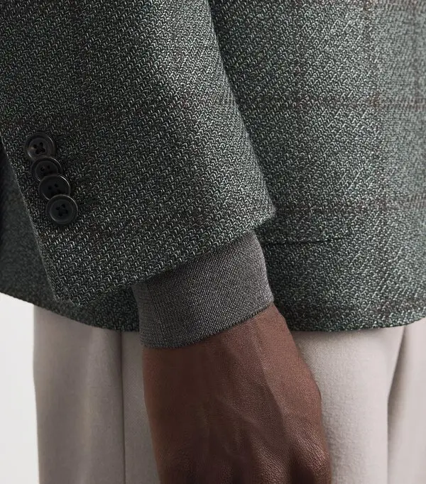Corneliani Virgin Wool-silk-cashmere Check Blazer