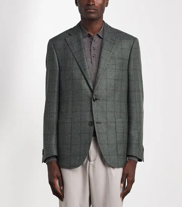 Corneliani Virgin Wool-silk-cashmere Check Blazer