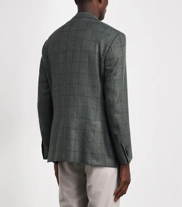 Corneliani Virgin Wool-silk-cashmere Check Blazer