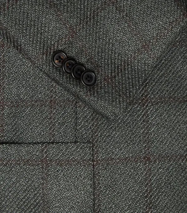 Corneliani Virgin Wool-silk-cashmere Check Blazer