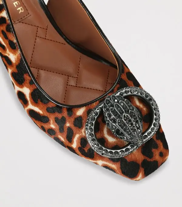 Kurt Geiger Leopard Print Embellished Slingback Pumps - Beige