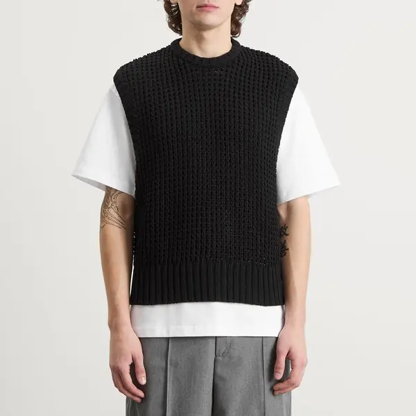 ABOUT:BLANK Moss Stitch Knitted Vest - Black