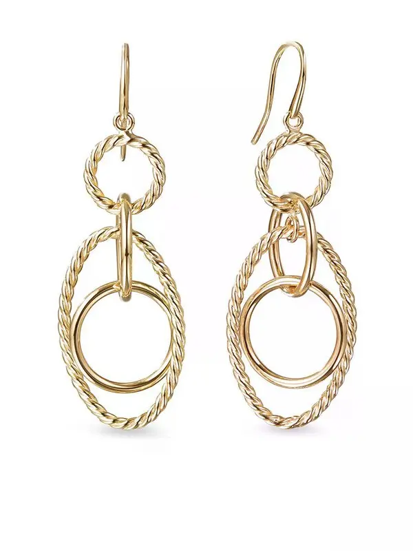 David Yurman 18kt Yellow Small Chain Link Mobile Earrings - Gold
