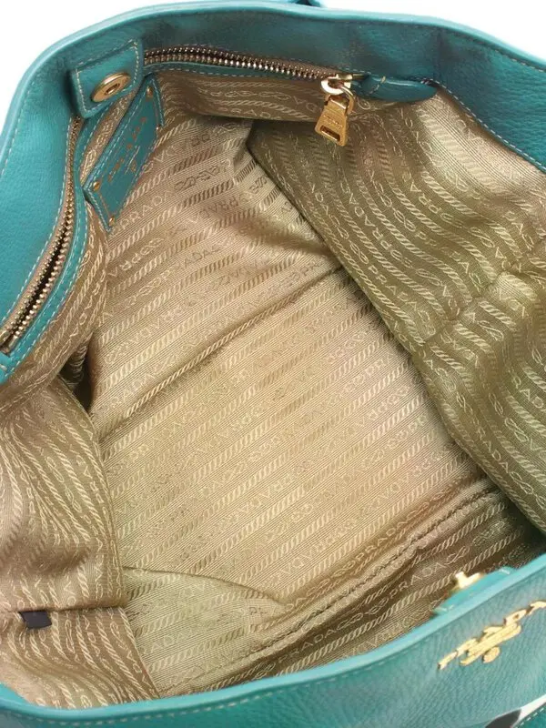 Prada 2000s Leather Tote Bag - Blue