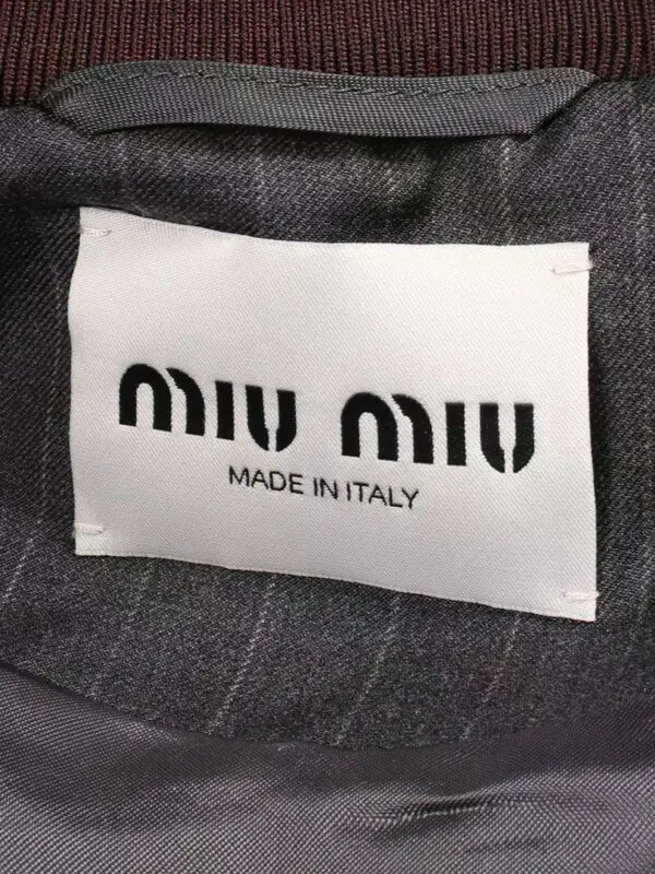 Miu Miu 2010s Pinstripe Logo-embroidered Jacket - Grey