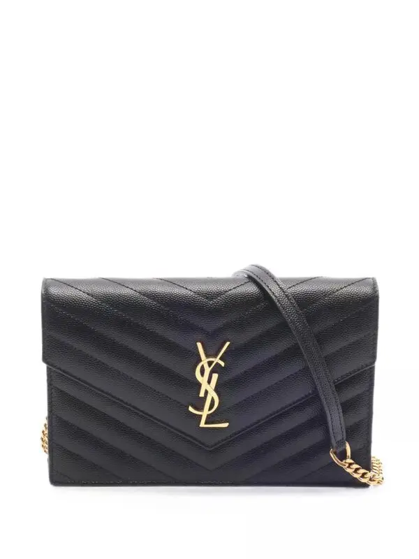Saint Laurent 2010s Cassandra Envelope Chain Wallet - Black