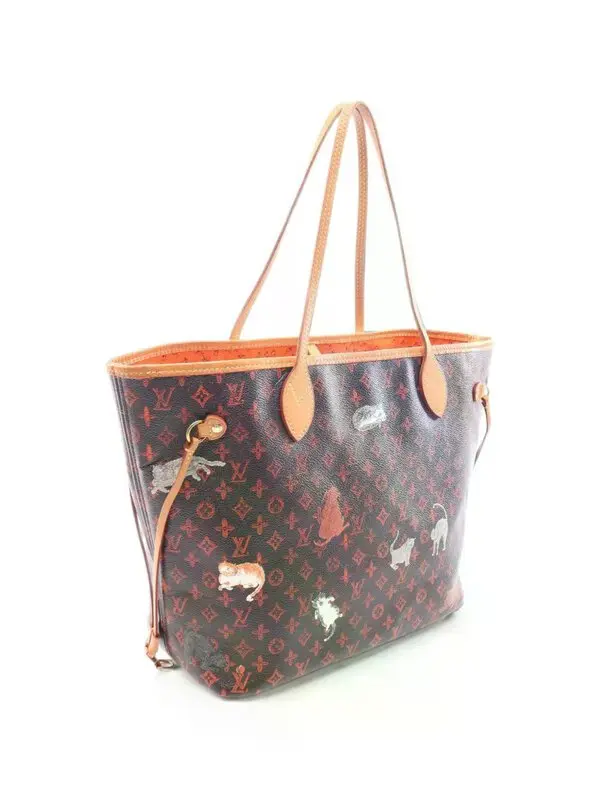 LOUIS VUITTON X Grace Coddington 2018 Mm Neverfull Catgram Tote Bag - Brown