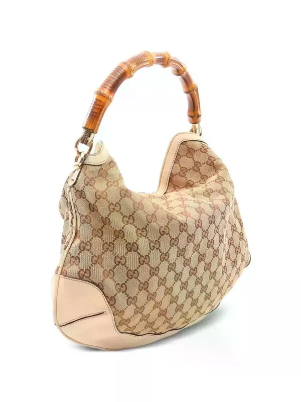 Gucci 2000s Bamboo Gg Canvas Tote Bag