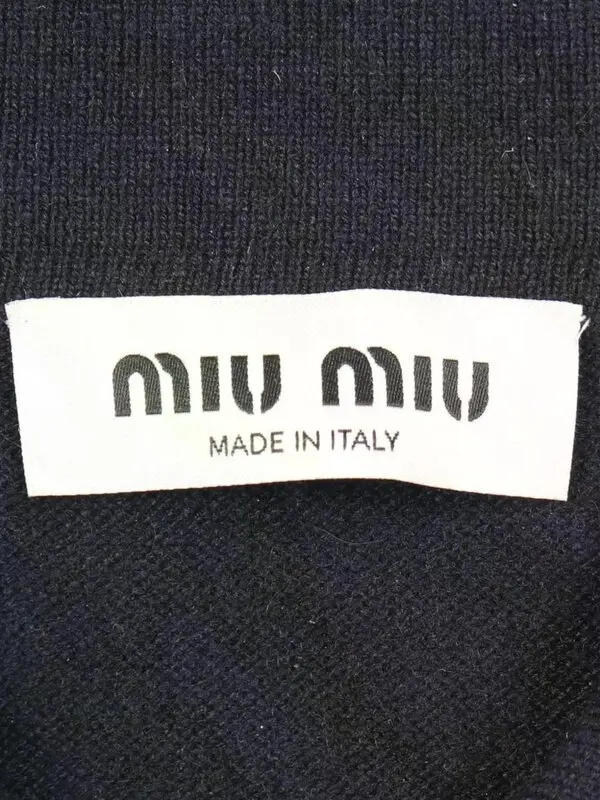 Miu Miu Cashmere Logo Embroidered Polo Shirt