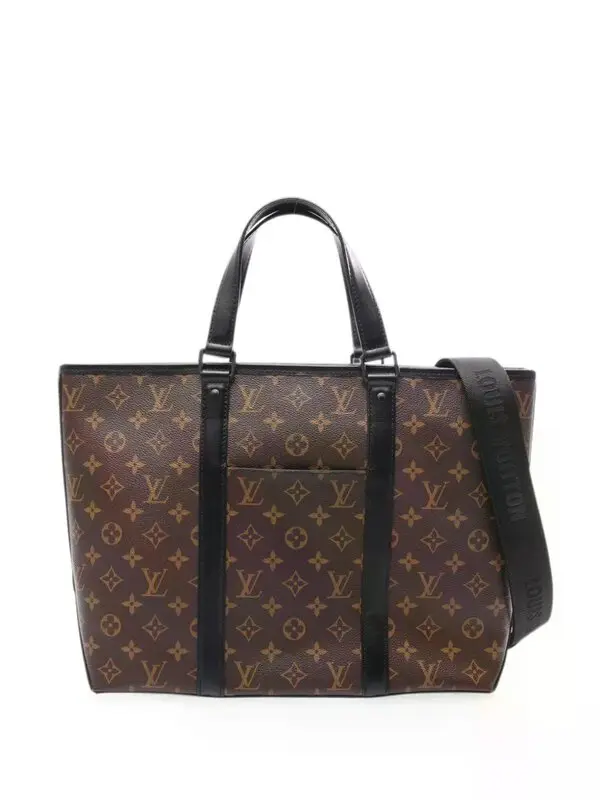 LOUIS VUITTON 2010s Weekend Tote Pm Monogram Macassar Tote Bag - Brown