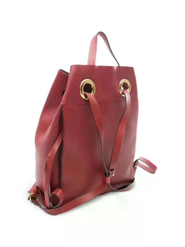 Burberry 2010s Drawstring Leather Backpack - Red
