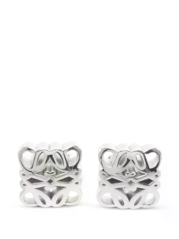 Loewe Tone Sterling Anagram Cutout Earrings - Silver