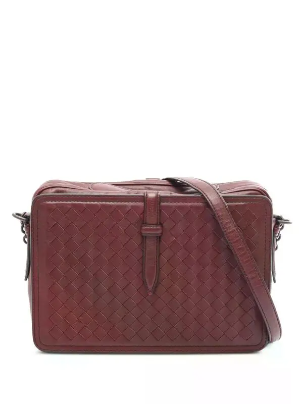 Bottega Veneta 2000s Intrecciato Shoulder Bag - Red