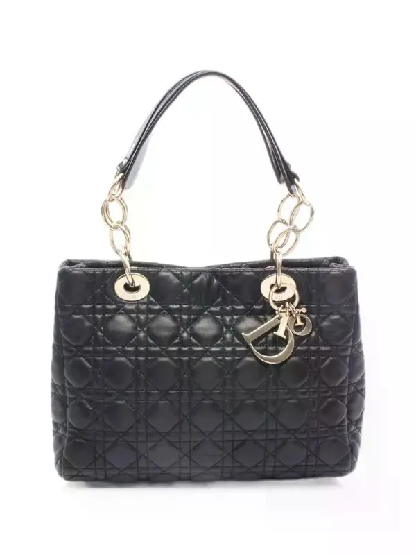 Dior 2000s Cannage Chain Tote Bag - Black