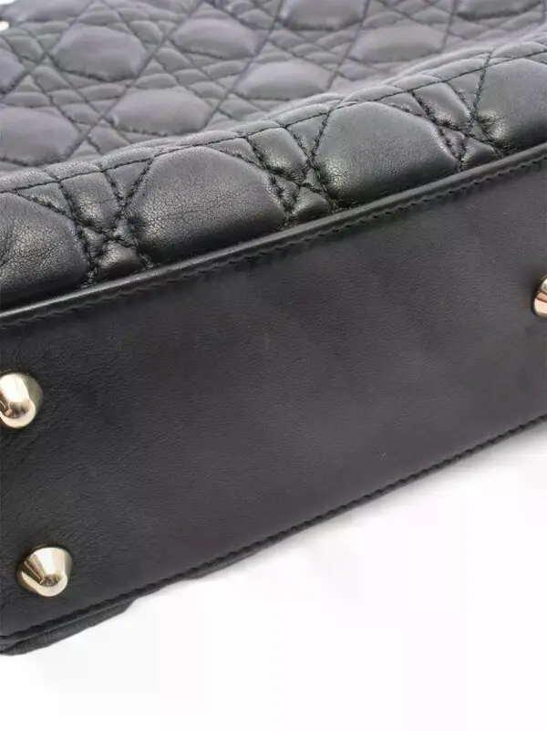Dior 2000s Cannage Chain Tote Bag - Black
