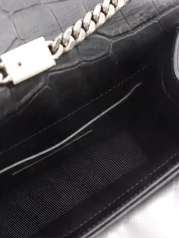 Saint Laurent 2010s Kate Croc-embossed Leather Shoulder Bag - Black