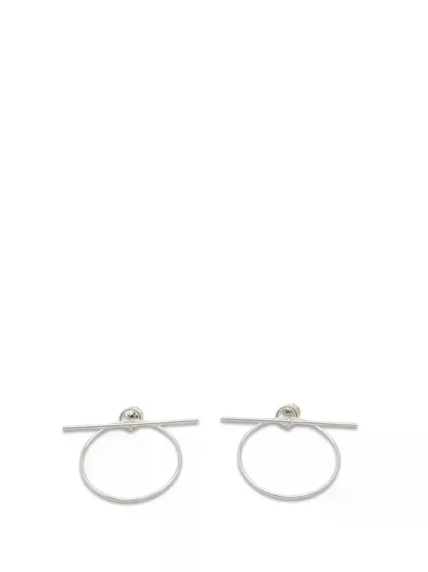 Hermès Sterling Hoop Earrings With Bar Detail - Silver