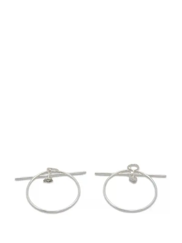 Hermès Sterling Hoop Earrings With Bar Detail - Silver
