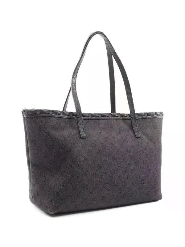 Gucci 2010s Gg Pattern Bamboo Tote Bag
