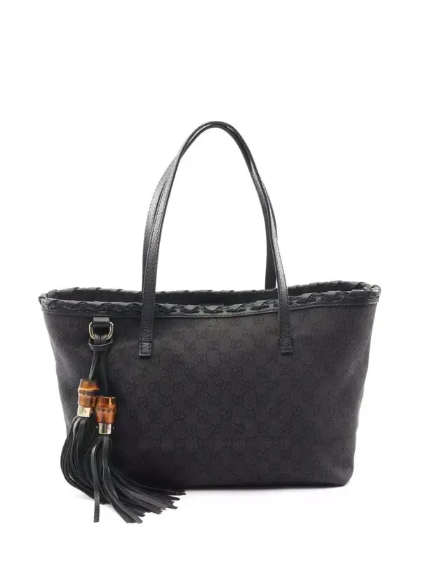 Gucci Gg Pattern Bamboo Tassel Tote Bag