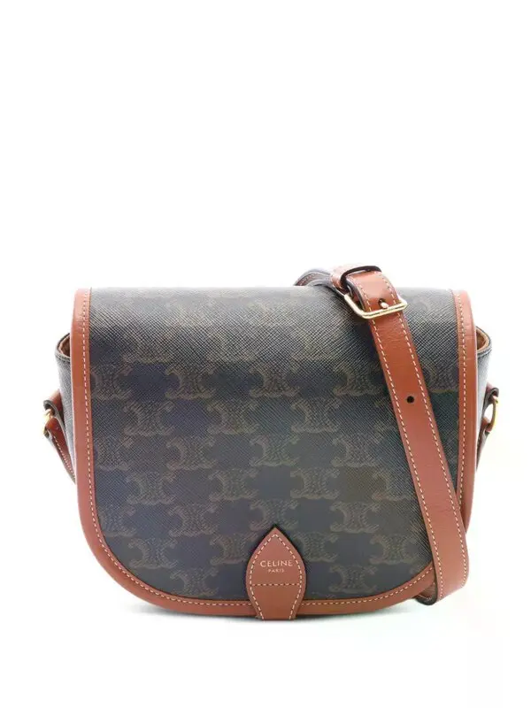 Celine Medium Folco Triomphe Shoulder Bag - Black