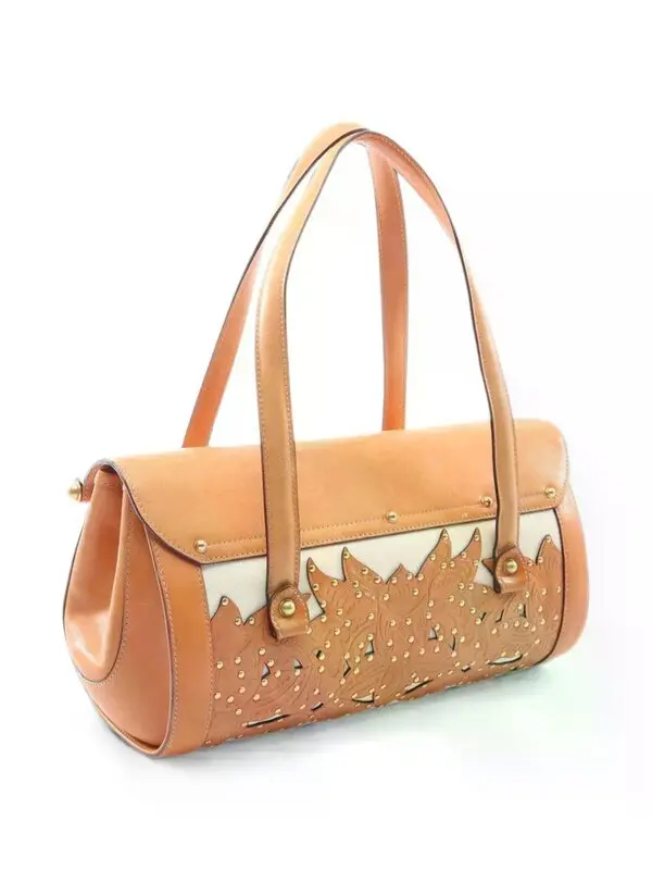 Gucci 2010s Floral-carving Bamboo Handbag