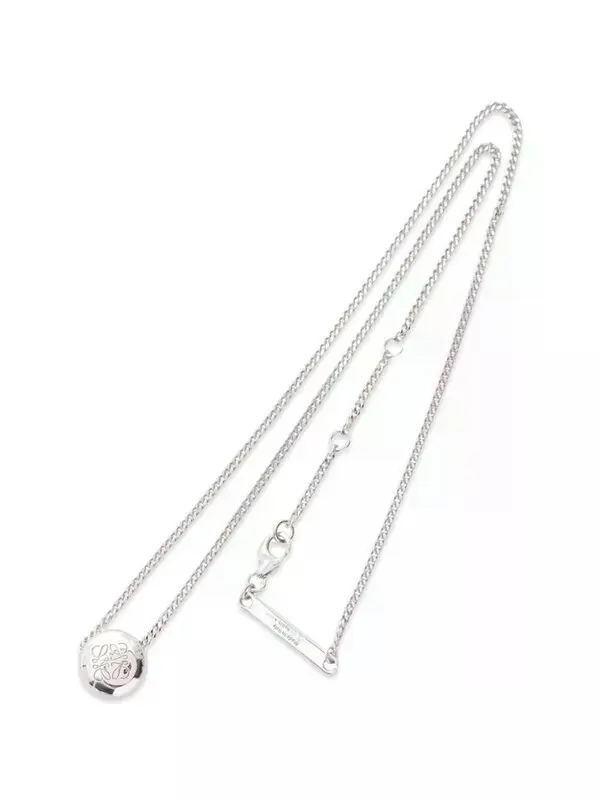 Loewe Tone Curb Chain Pebble Pendant Necklace - Silver