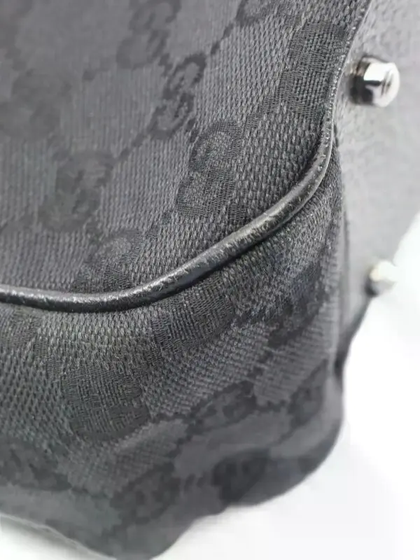 Gucci 2010s Gg Canvas Leather Handbag - Black