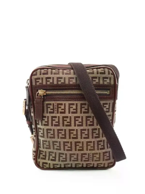 Fendi 2010s Zucchino Canvas Shoulder Bag - Brown