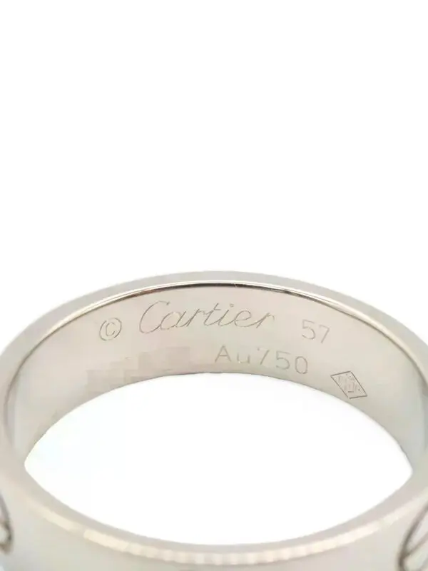 Cartier 18k White Gold Engraved Screw Motif Ring - Silver