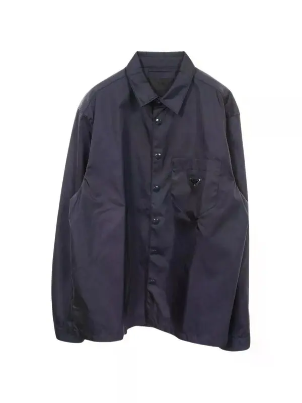 Prada 2000s Re-nylon Logo Plate Jacket - Blue