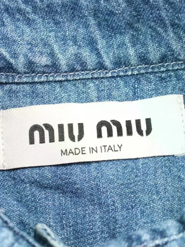 Miu Miu Cropped Logo-embroidered Denim Shirt - Blue