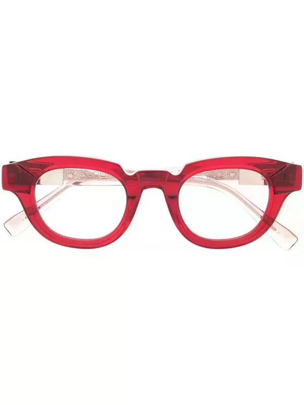 KUBORAUM S1 Transparent Round Glass Frames - Red