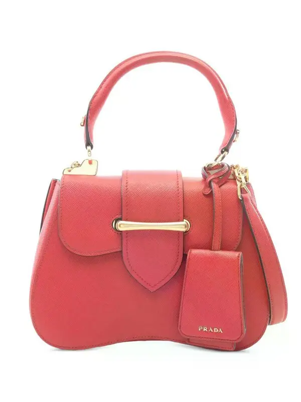 Prada Sidone Saffiano Leather Tote Bag - Red