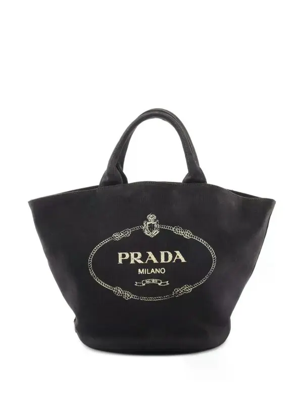 Prada 2000s Canapa Logo-print Tote Bag - Black