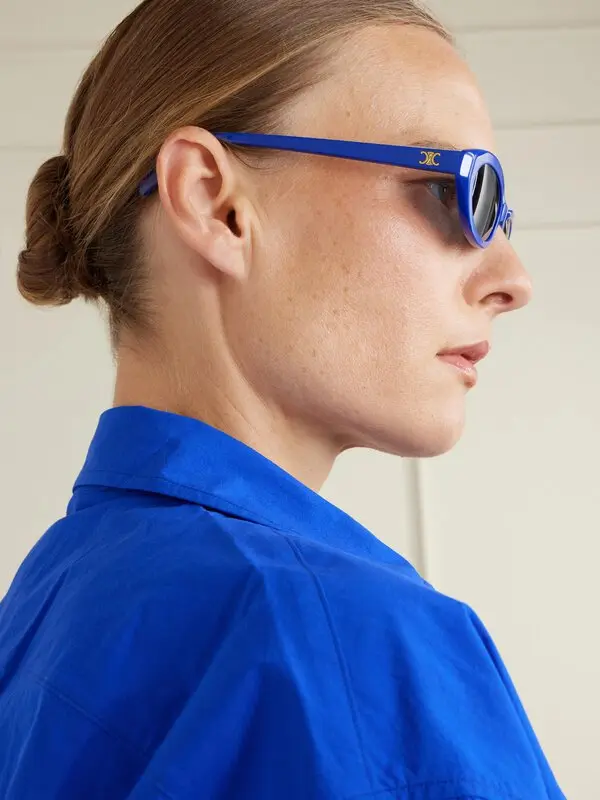 Celine Triomphe Mini Oval-frame Acetate Sunglasses