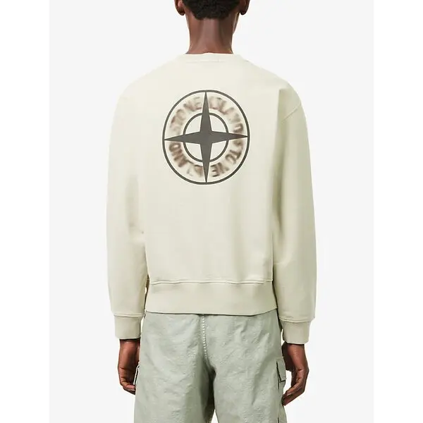 Stone Island Blur-compass Crew-neck Cotton Sweatshirt